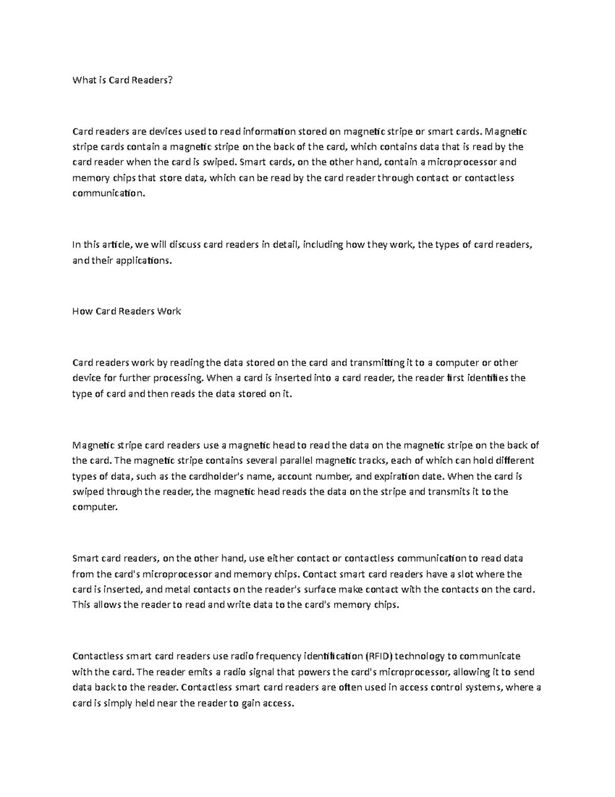 What is Card Reader - What is Card Readers? Card readers are devices ...