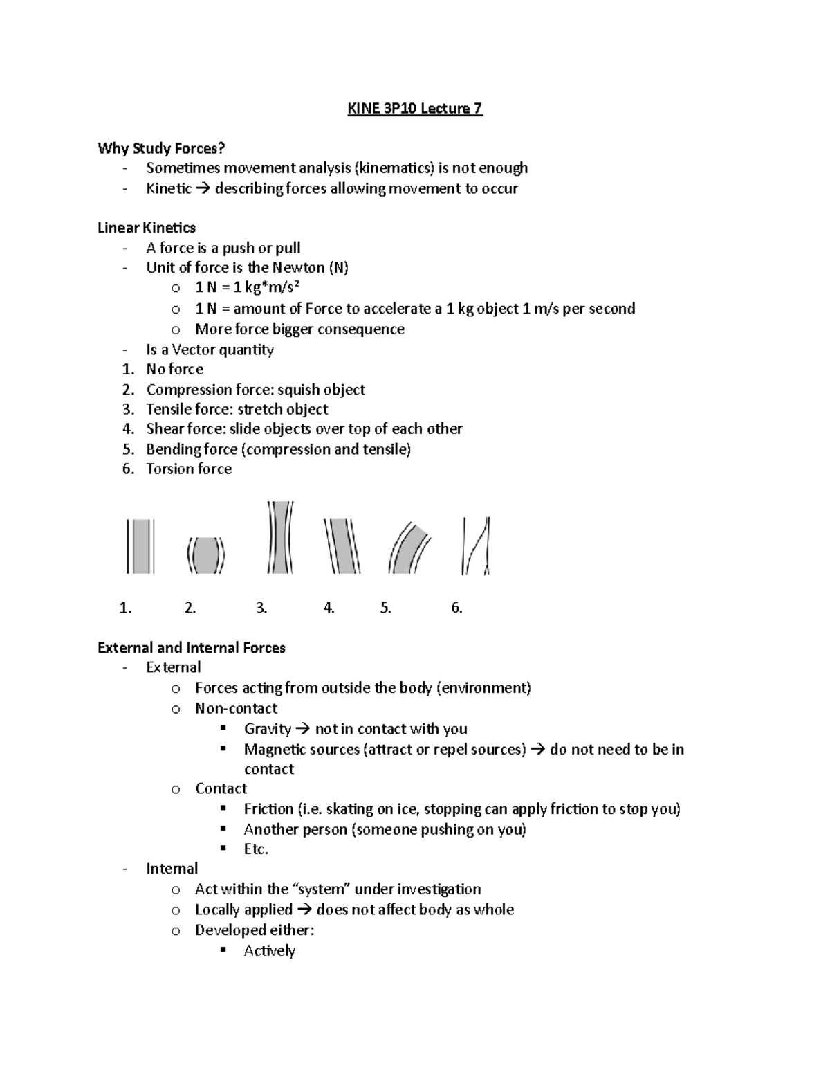 KINE 3P10 Lecture 7 - Linear Kinetics - KINE 3P10 Lecture 7 Why Study ...