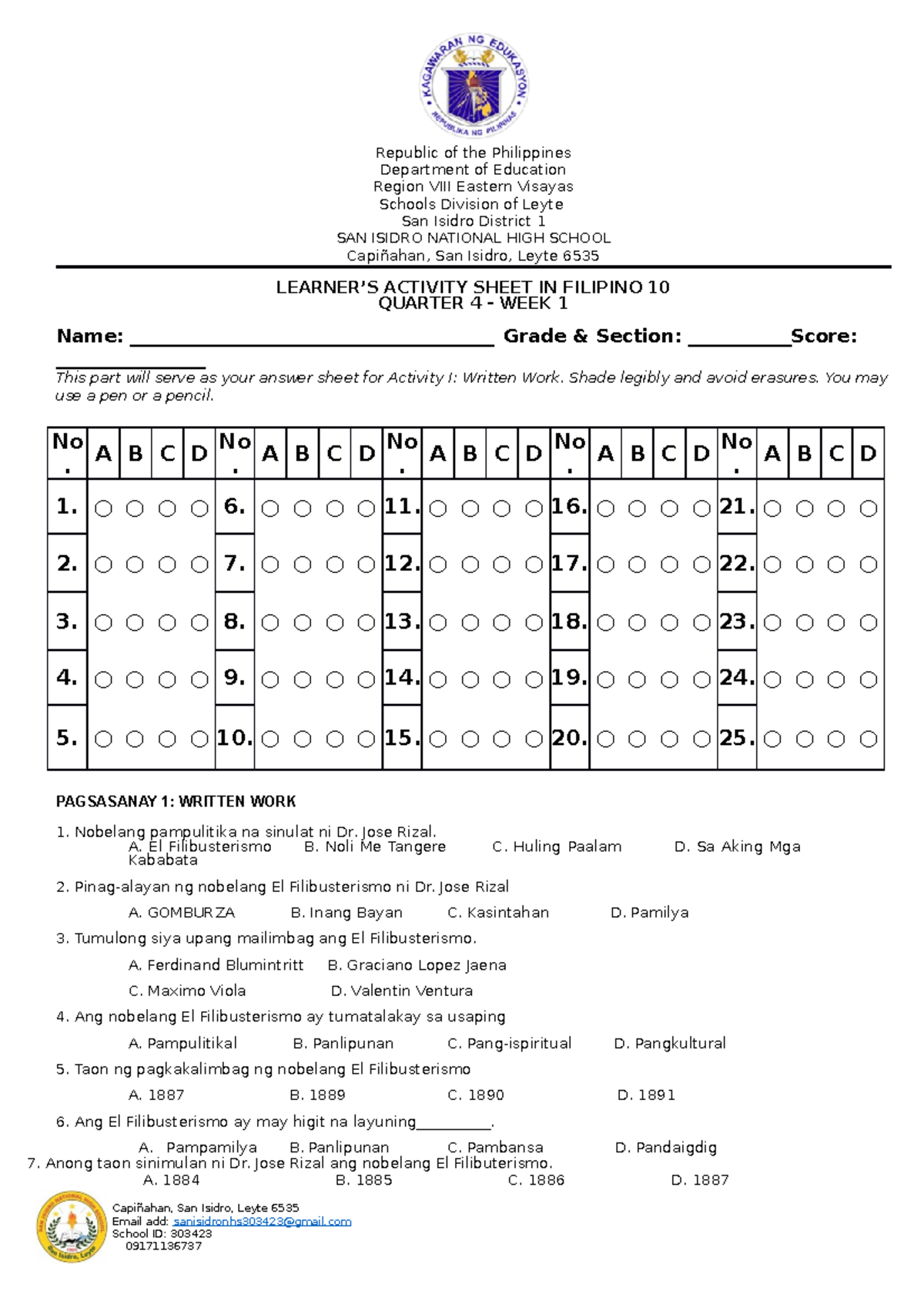 Learning Activity Sheets- Q4- Module 1-6 - Republic of the Philippines ...