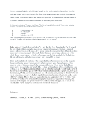 Anat discussion 9 - In this week’s episode of “Anatomy of a Mystery ...