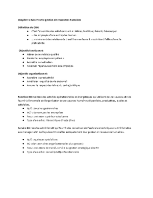 [Solved] introduction aux ressource humaine - Introduction à la gestion ...