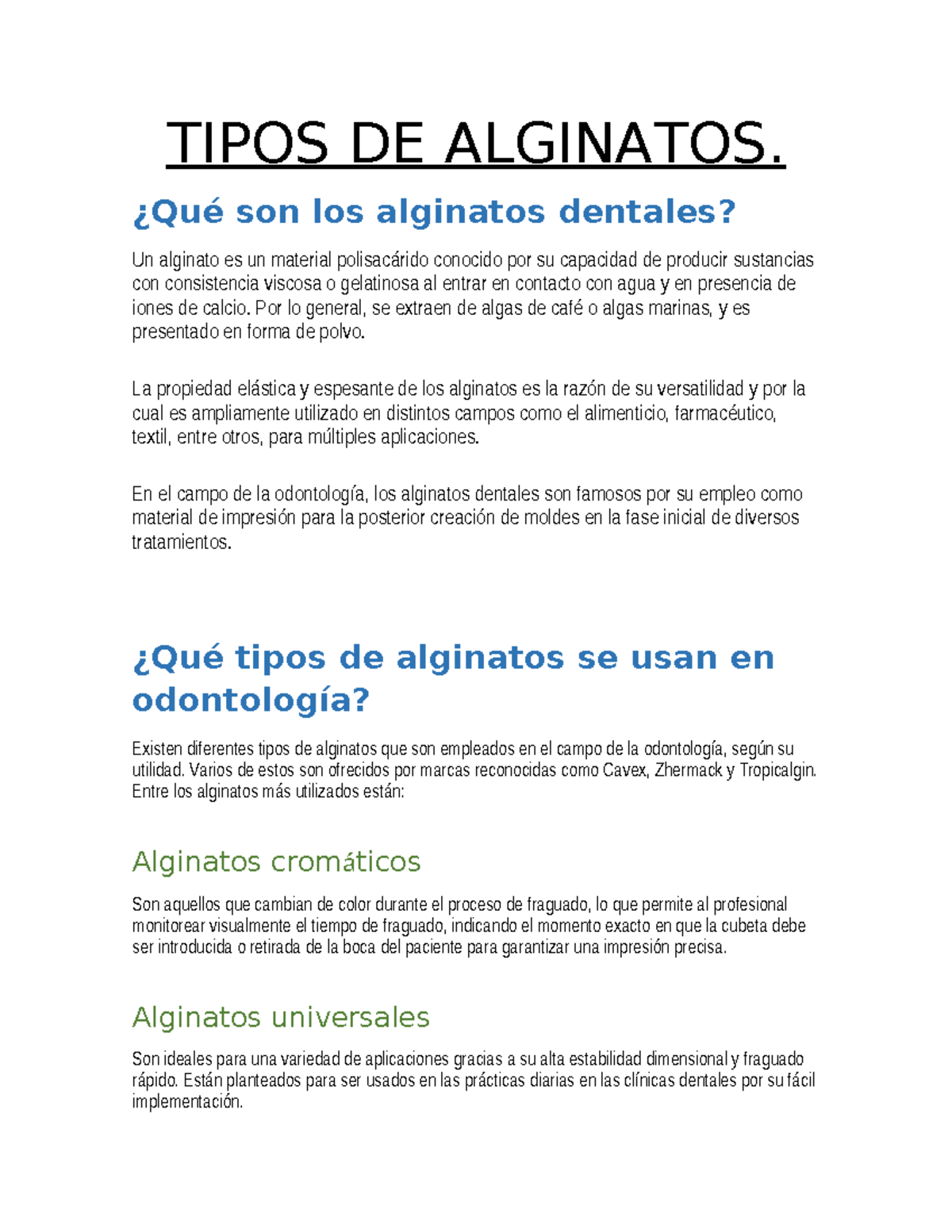 Tipos DE Alginatos - TIPOS DE ALGINATOS. ¿Qué son los alginatos ...