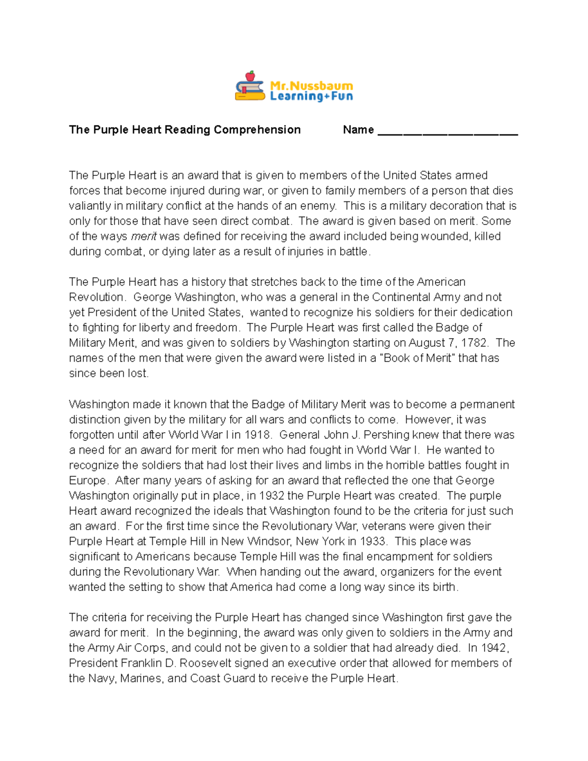 Copy of purpleheart - It’s an assignment - The Purple Heart Reading ...