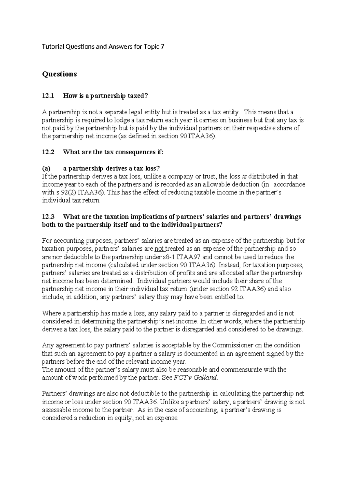 Tutorial Questions and Answers for Topic 7 - This means that a ...