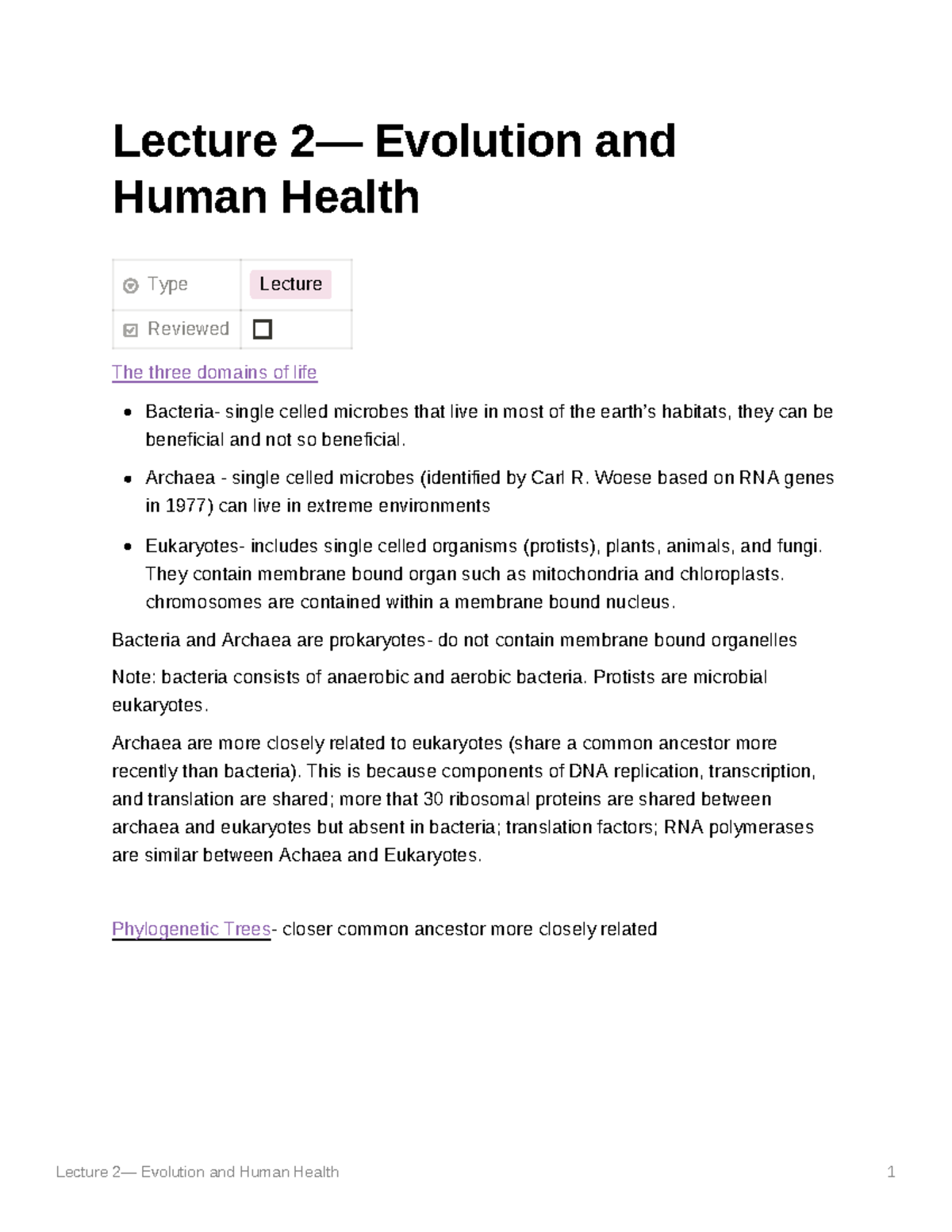 Lecture 2 Evolution and Human Health - Lecture 2— Evolution and Human ...