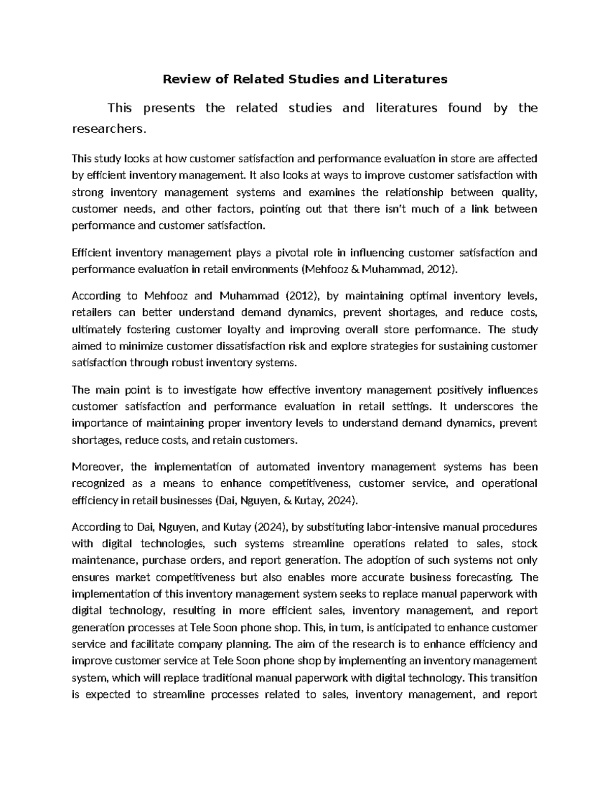 Rrl - Review of Related Studies and Literatures This presents the ...