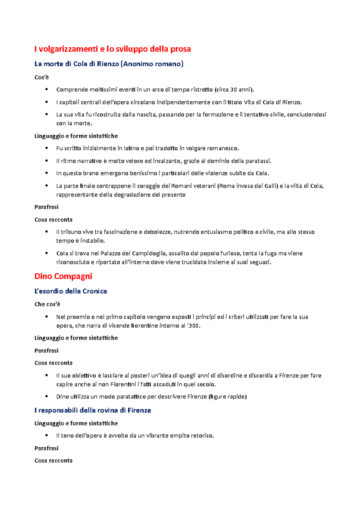 Recap Ferroni Libro 2 - I volgarizzamenti e lo sviluppo della prosa La ...