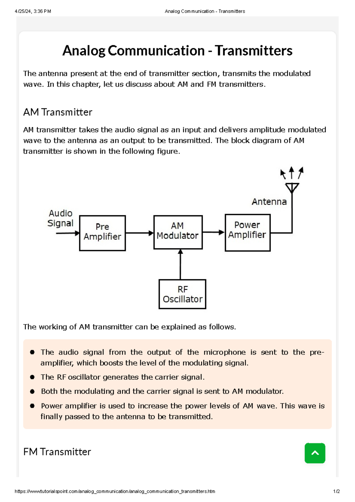 Analog Communication - Transmitters - 4/25/24, 3:36 PM Analog ...