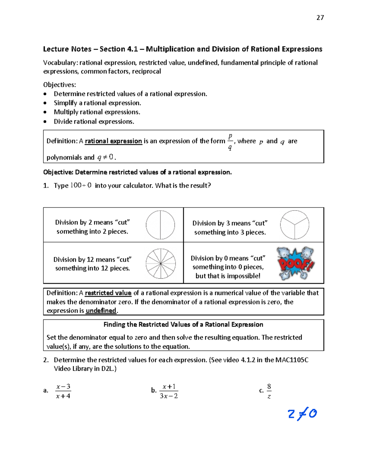 M1105C 4.1 LN Multiplication and Division of Rational Expressions W PG ...