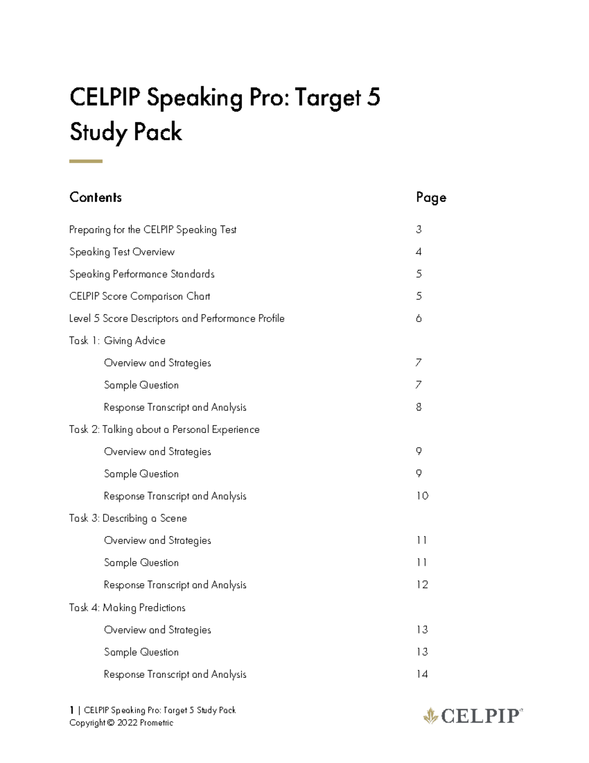 Speaking Pro Target 5 Study Pack - 1 | CELPIP Speaking Pro: Target 5 ...