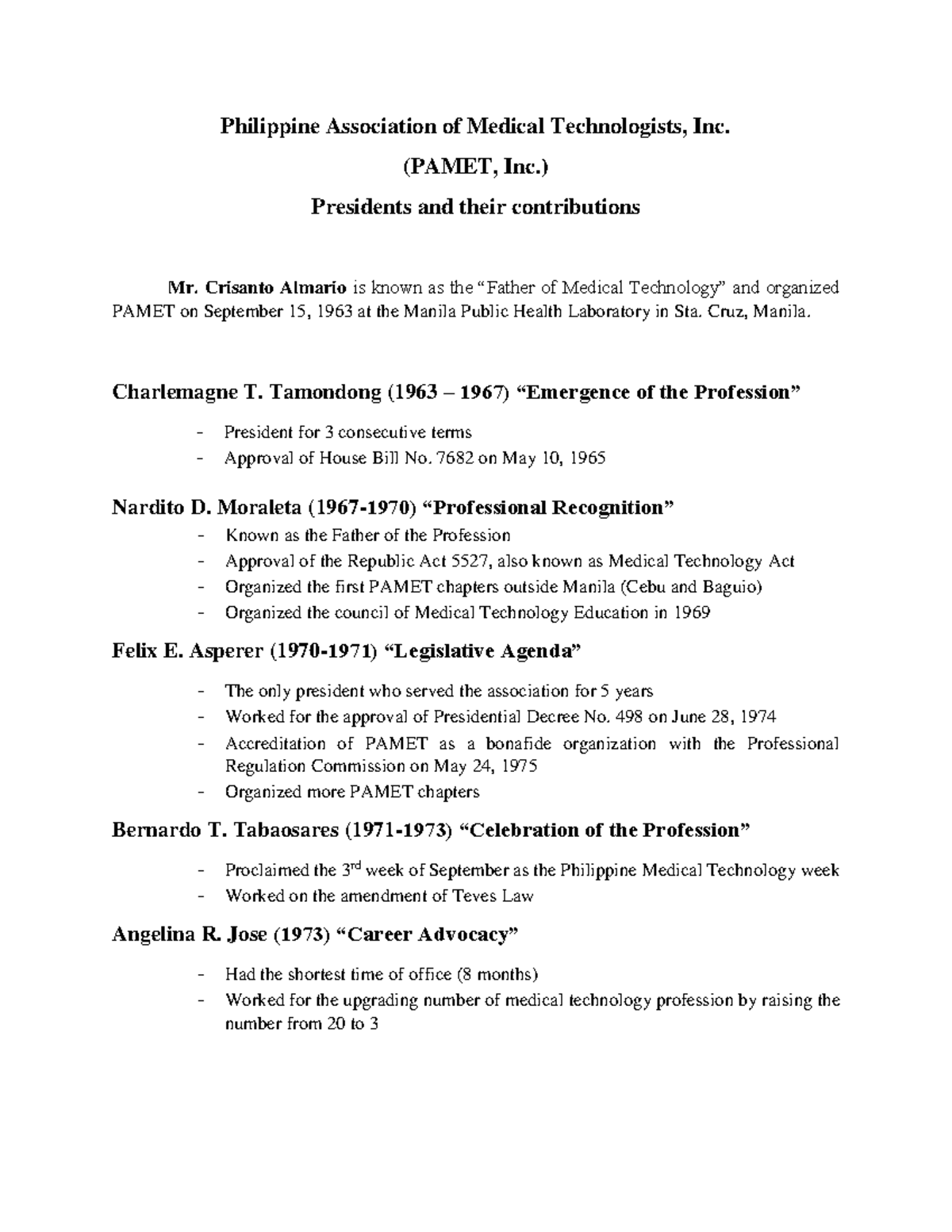 Pamet compress - Philippine Association of Medical Technologists, Inc ...