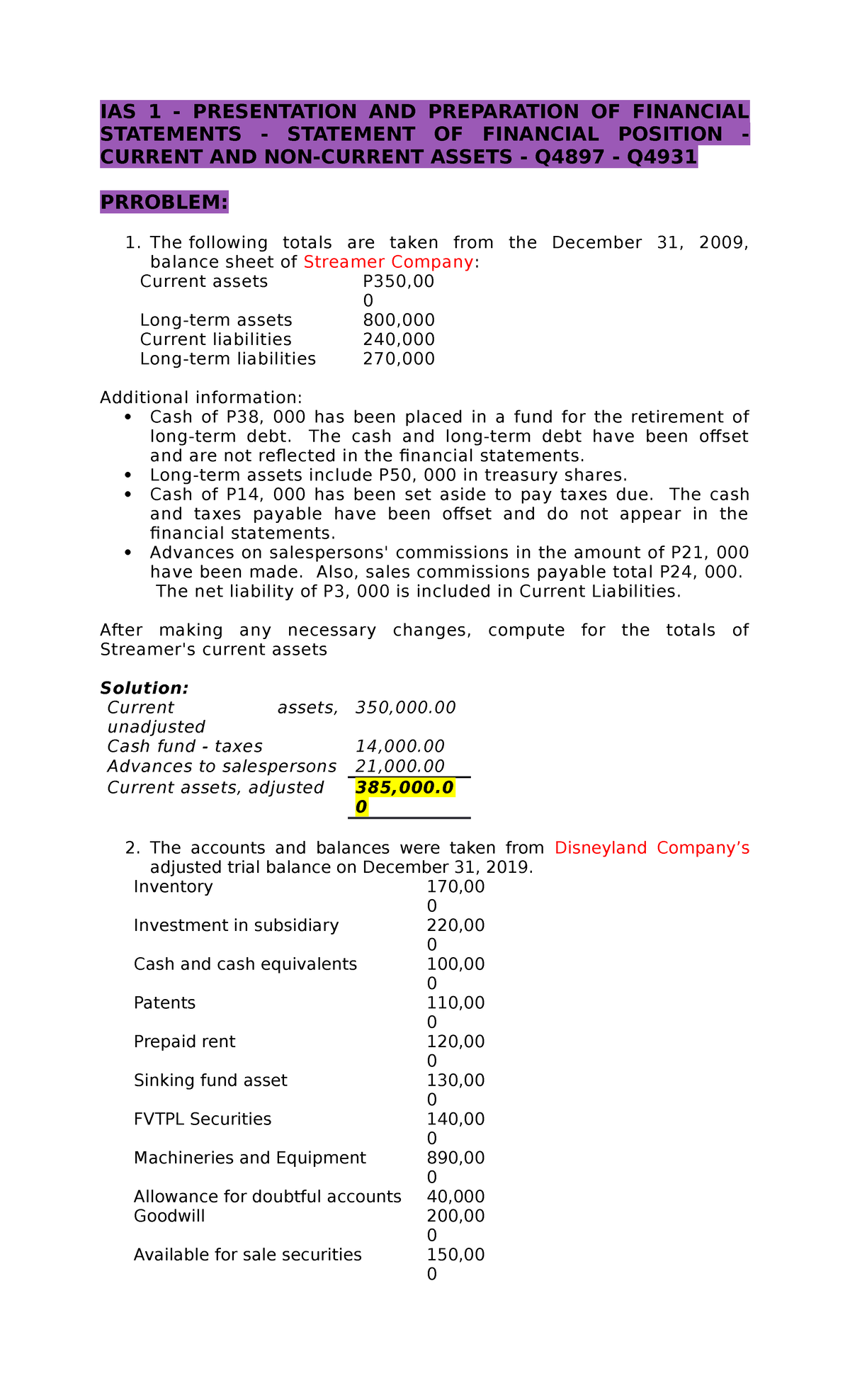 IAS 1 Solving - Acctng - IAS 1 - PRESENTATION AND PREPARATION OF ...