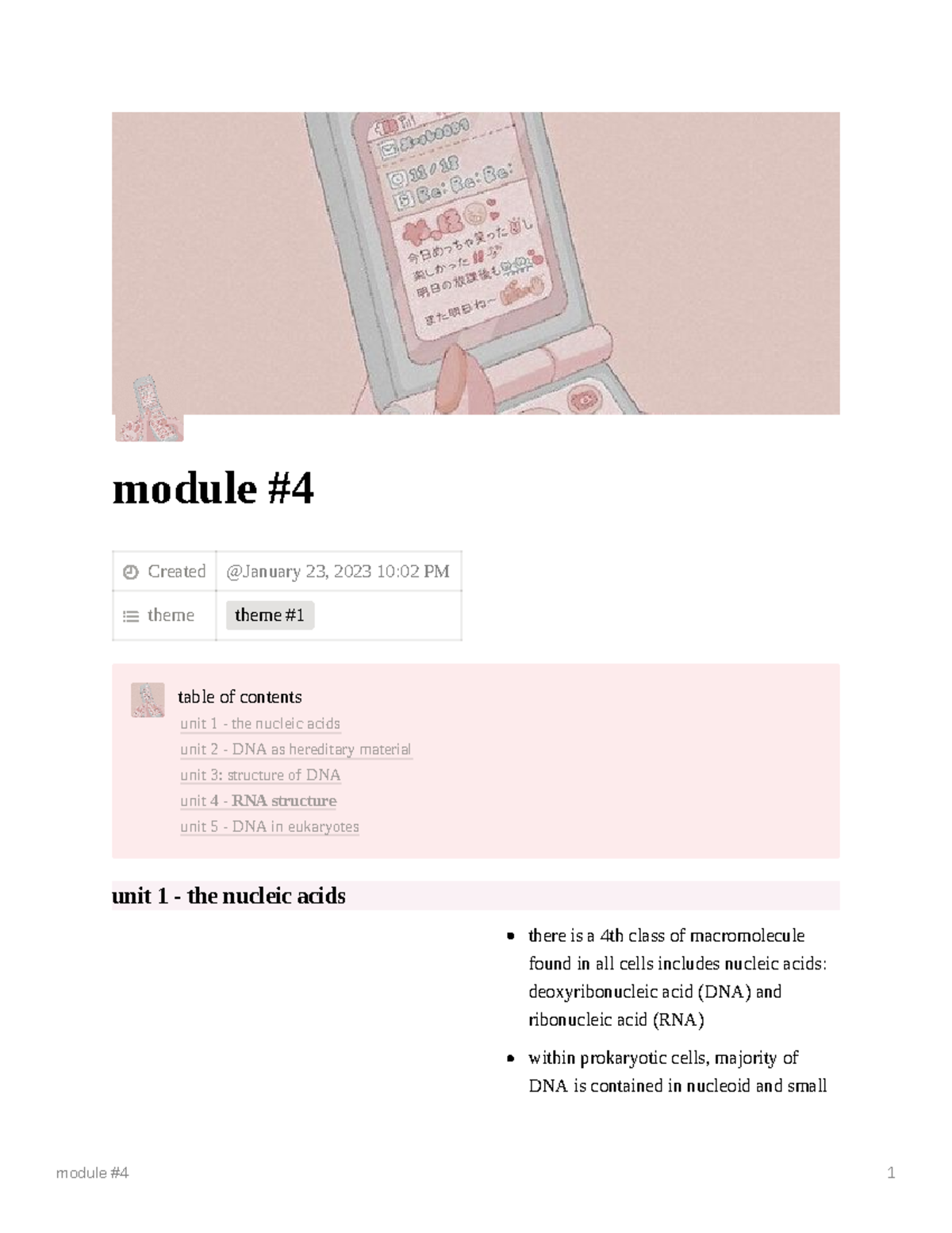 Theme 1 Module 4 - module Created theme theme # table of contents unit ...