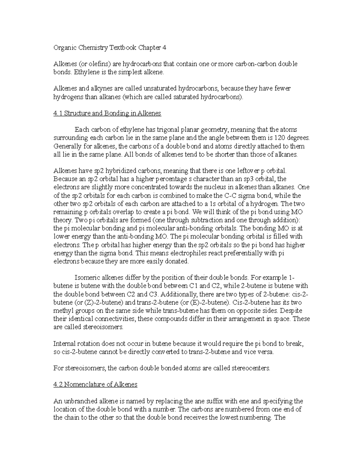 Ch. 41a Textbook Notes Chapter 4 - Organic Chemistry Textbook Chapter 4 ...