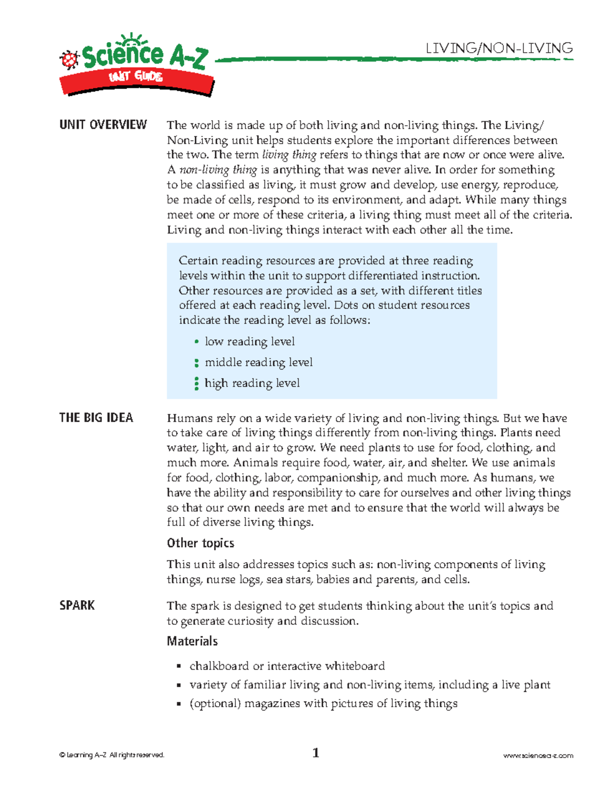 Living non-livingk-2 unit guide - UNIT OVERVIEW The world is made up of ...