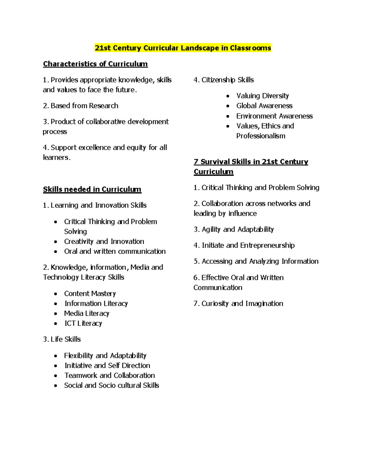 21st Century Curricular Landscape in Classrooms - 21st Century ...