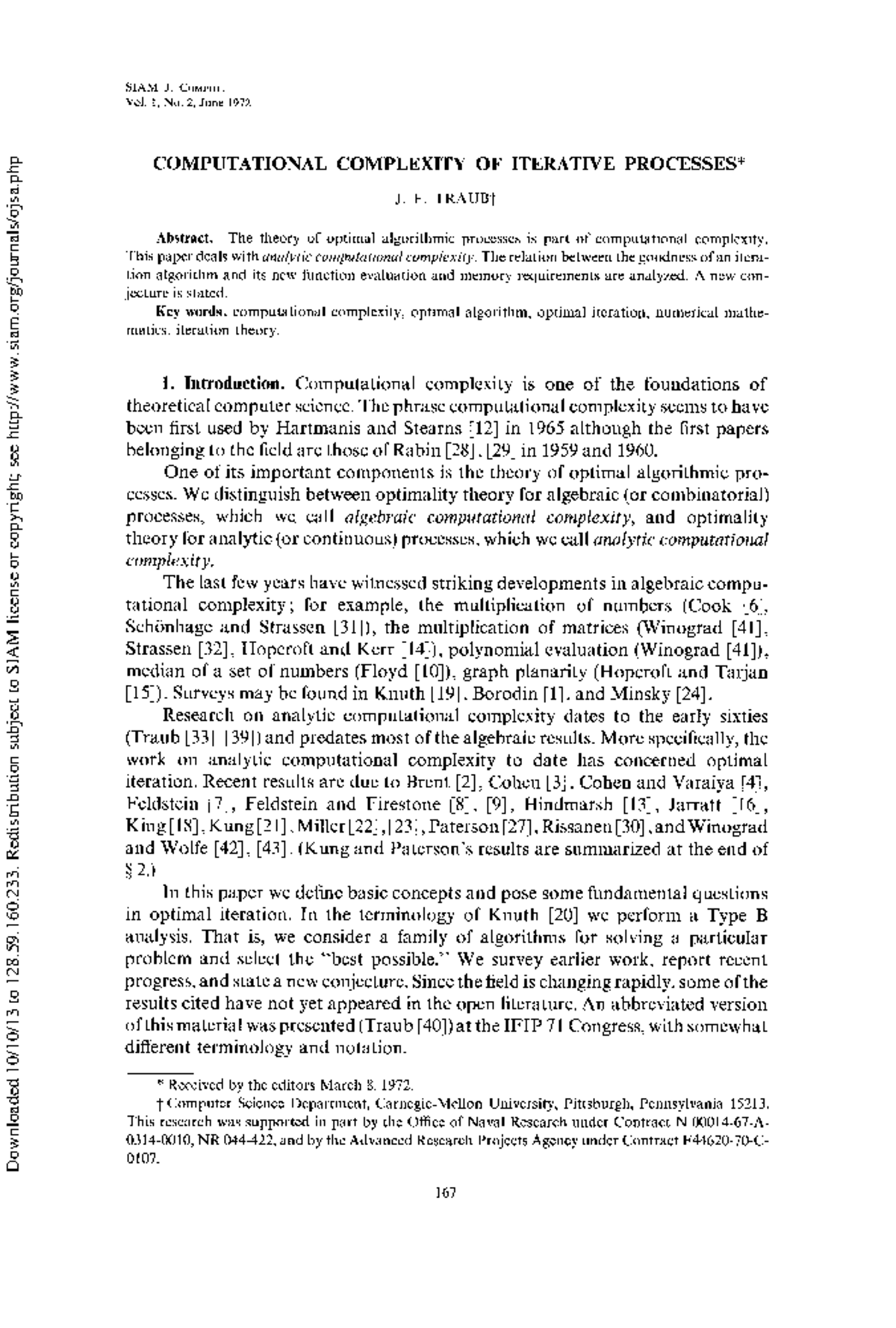 Document - SIAM J. COMPUT. Vol. 1, No. 2, June 1972 COMPUTATIONAL COMPLEXITY OF ITERATIVE ...