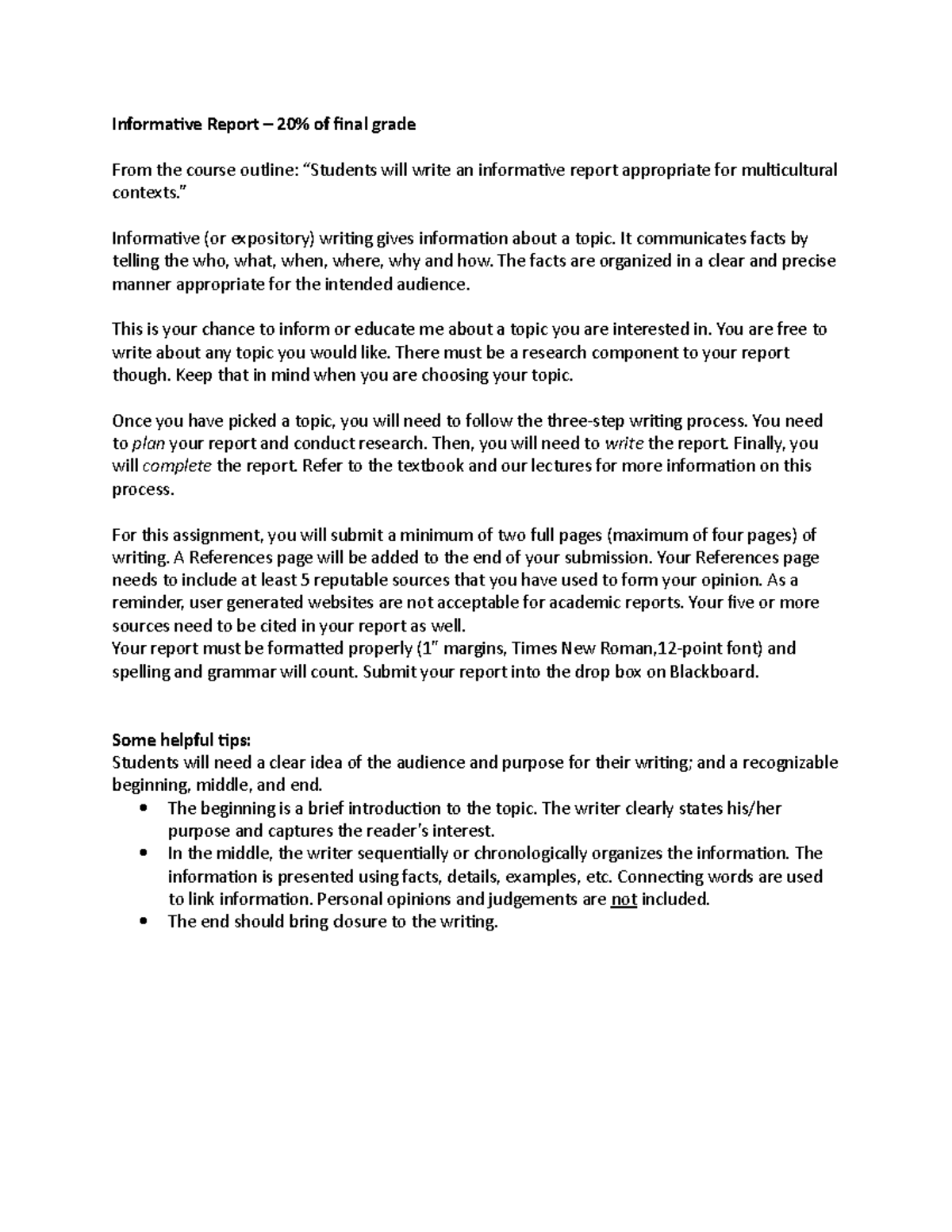 Informative Report- IBM-150- Business Communication - Informative ...