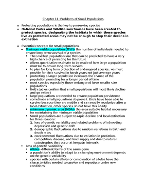 Chapter 12 Notes - Chapter 12: Applied Population Biology o At any time ...