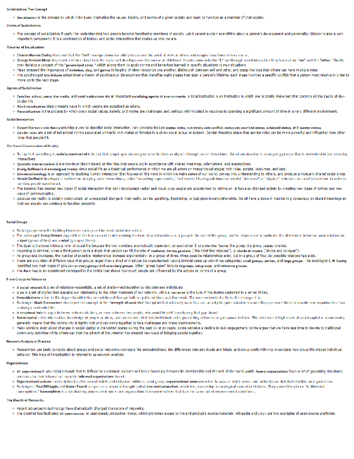 Sociology notes Test 2 - SOCI1301 - Studocu