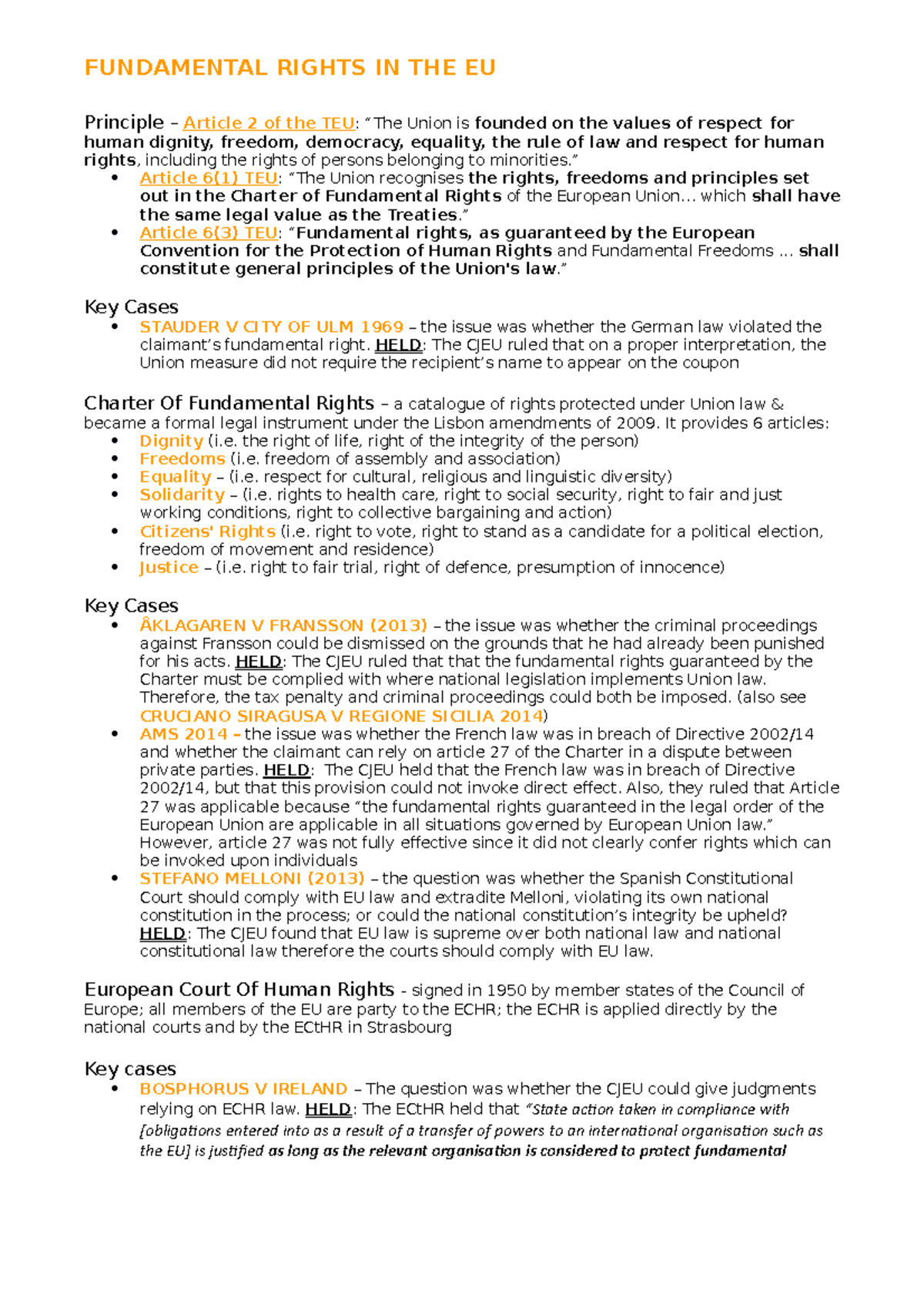 Fundamental rights in the eu - FUNDAMENTAL RIGHTS IN THE EU Principle ...