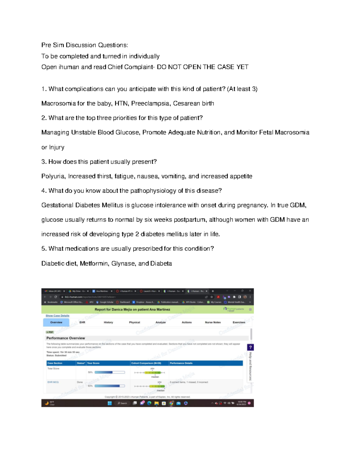 Ana Martinez Pre Sim - Pre Simulation questions - Pre Sim Discussion ...