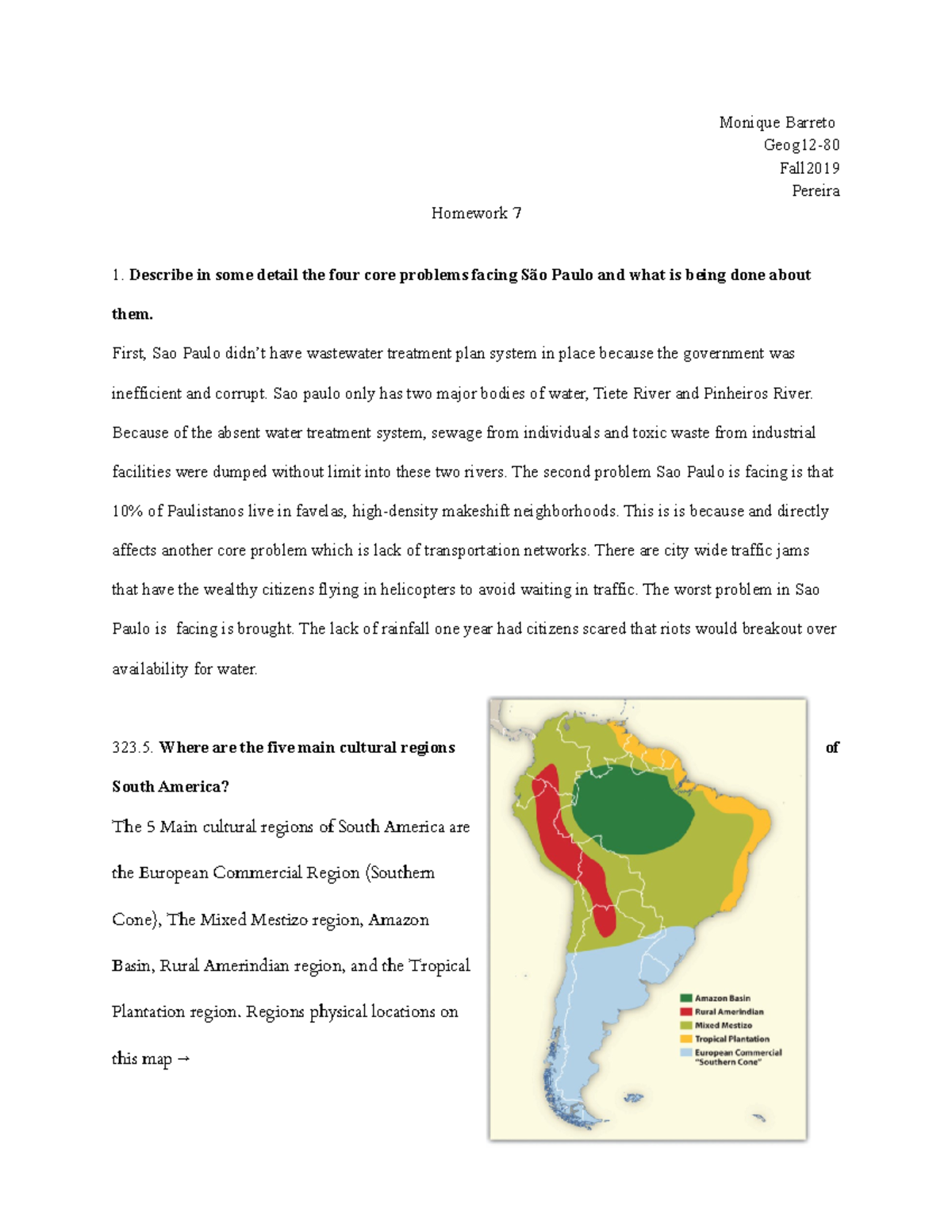HW7 south america - Monique Barreto Geog12- Fall Pereira Homework 7 ...