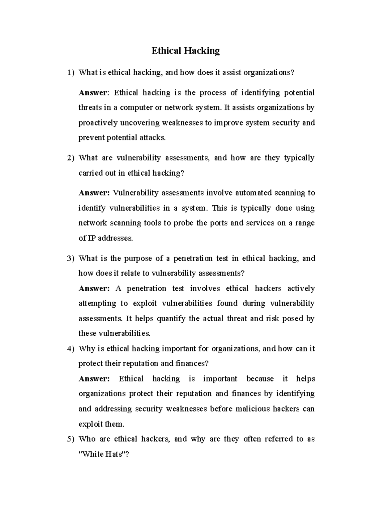 Ethical Hacking - Summary softewere engine - Ethical Hacking What is ethical hacking, and how ...