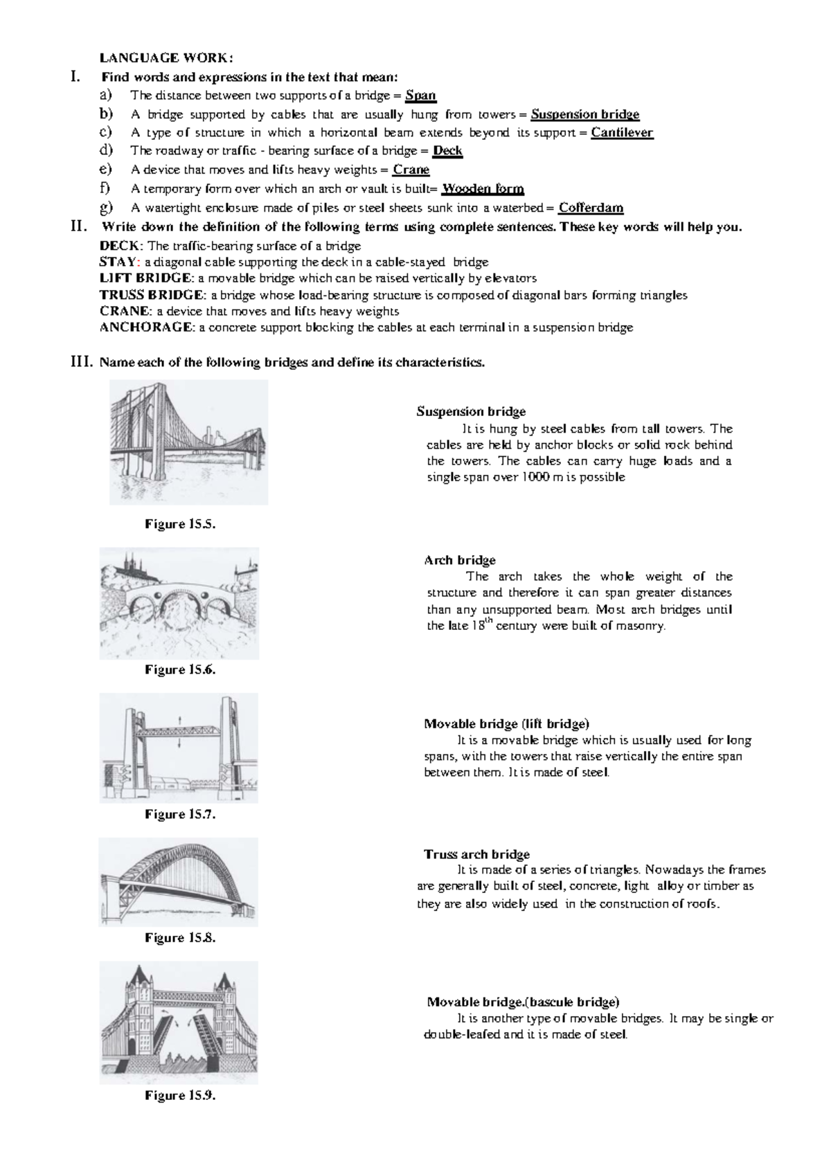 Language WORK - Notes - LANGUAGE WORK: I. Find words and expressions in ...