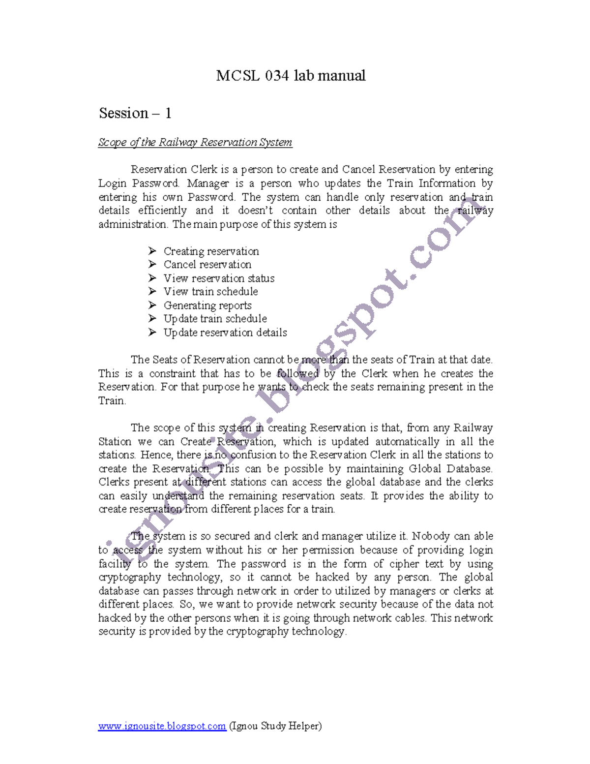 MCSL-034 - ignousite.blogspot (Ignou Study Helper) MCSL 034 lab manual Session – 1 Scope of the ...