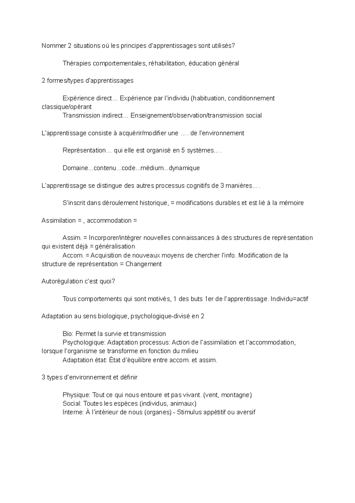 Question pour l'examen - Nommer 2 situations où les principes d ...