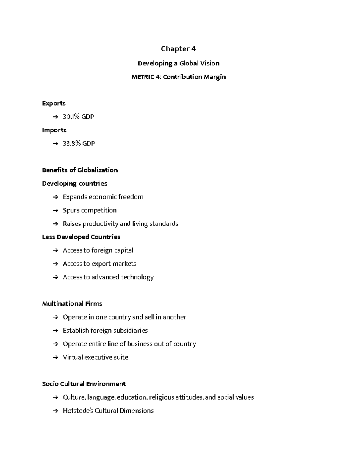 Chapter 4 Developing a Global Vision - Chapter 4 Developing a Global Vision METRIC 4 ...