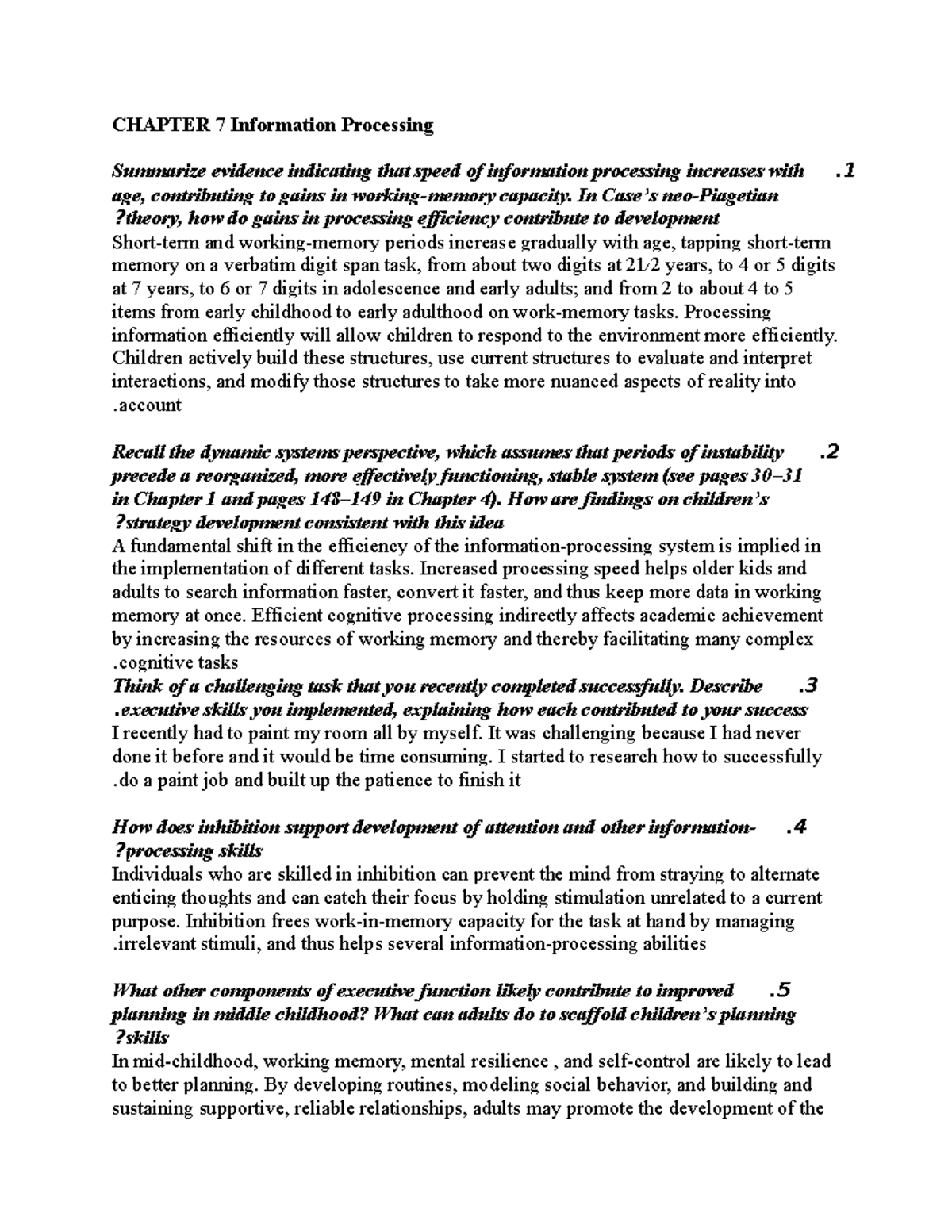 Chapter 7 Review Questions - CHAPTER 7 Information Processing Summarize ...