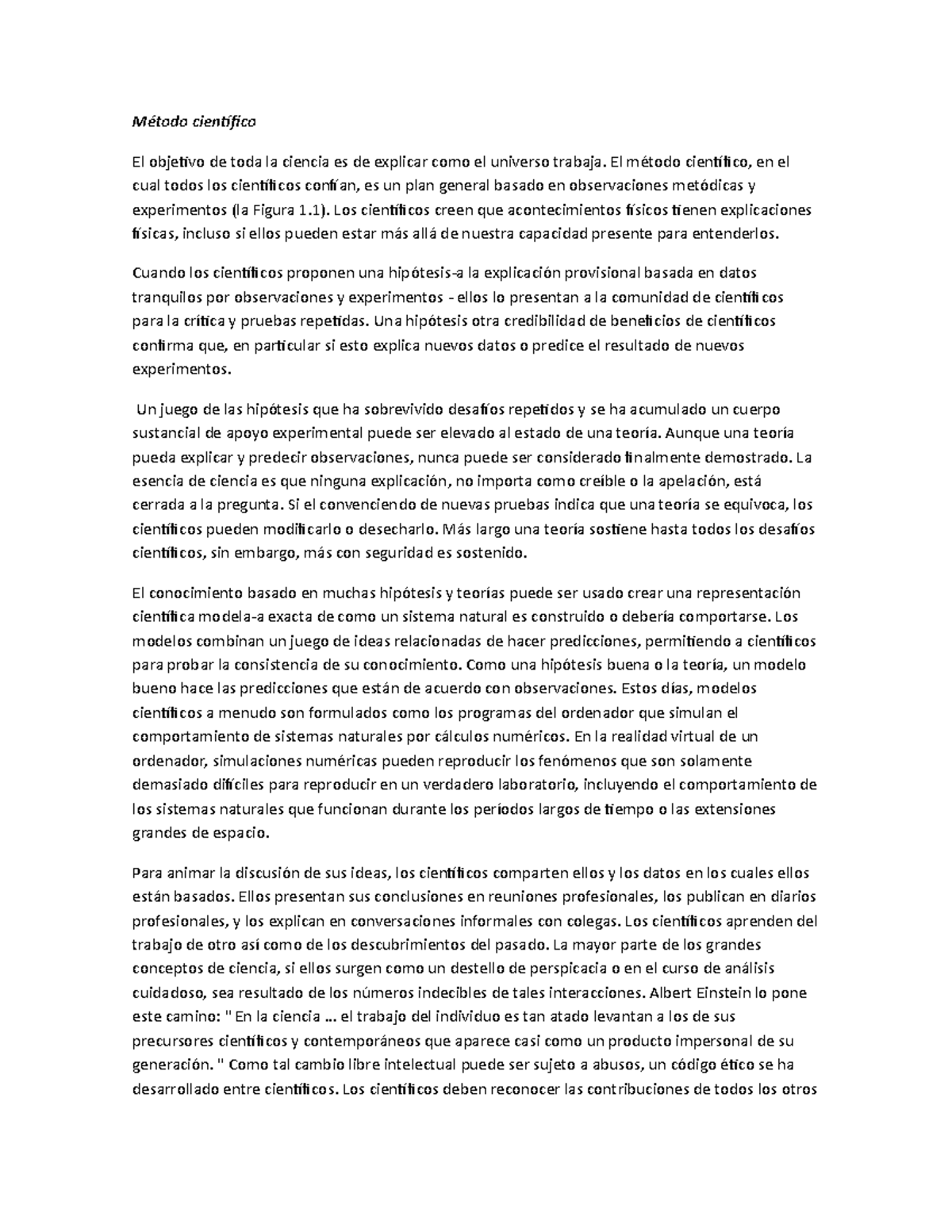 Método Cientifico - traducción lectura - Método científico El objetivo ...