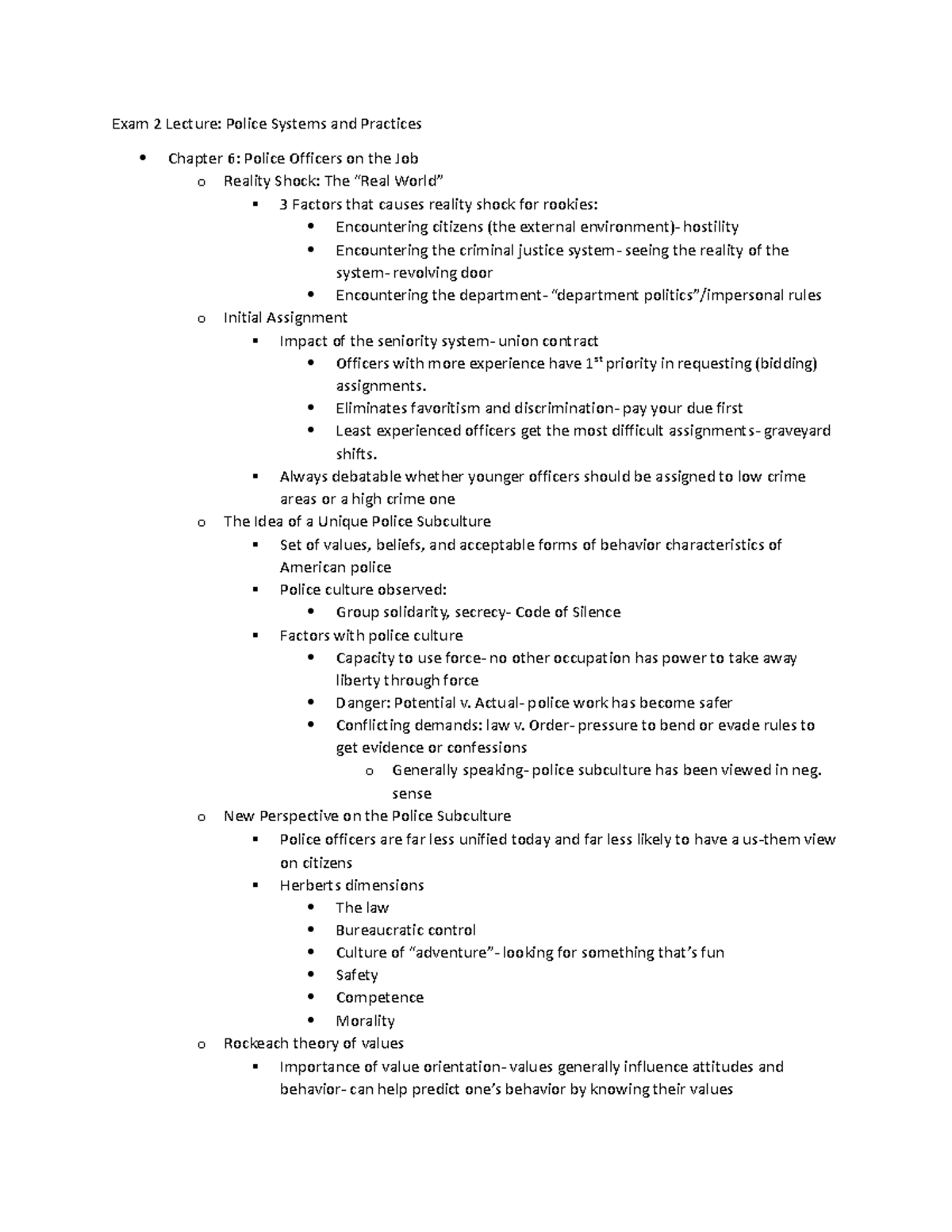 Police Systems and Policies Notes - Exam 2 Lecture: Police Systems and ...