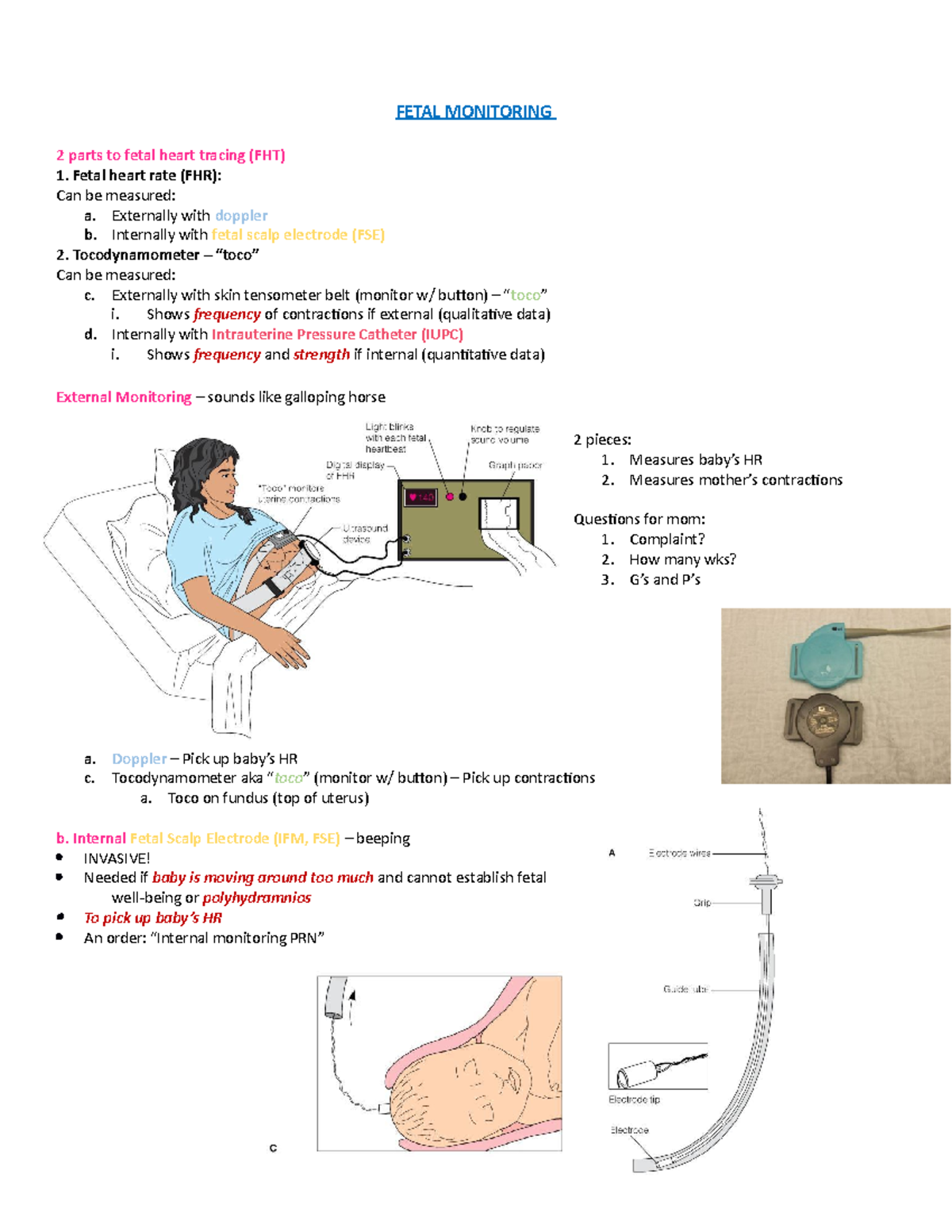 1-FHM - fetal heart rate monitoring - FETAL MONITORING **2 parts to ...