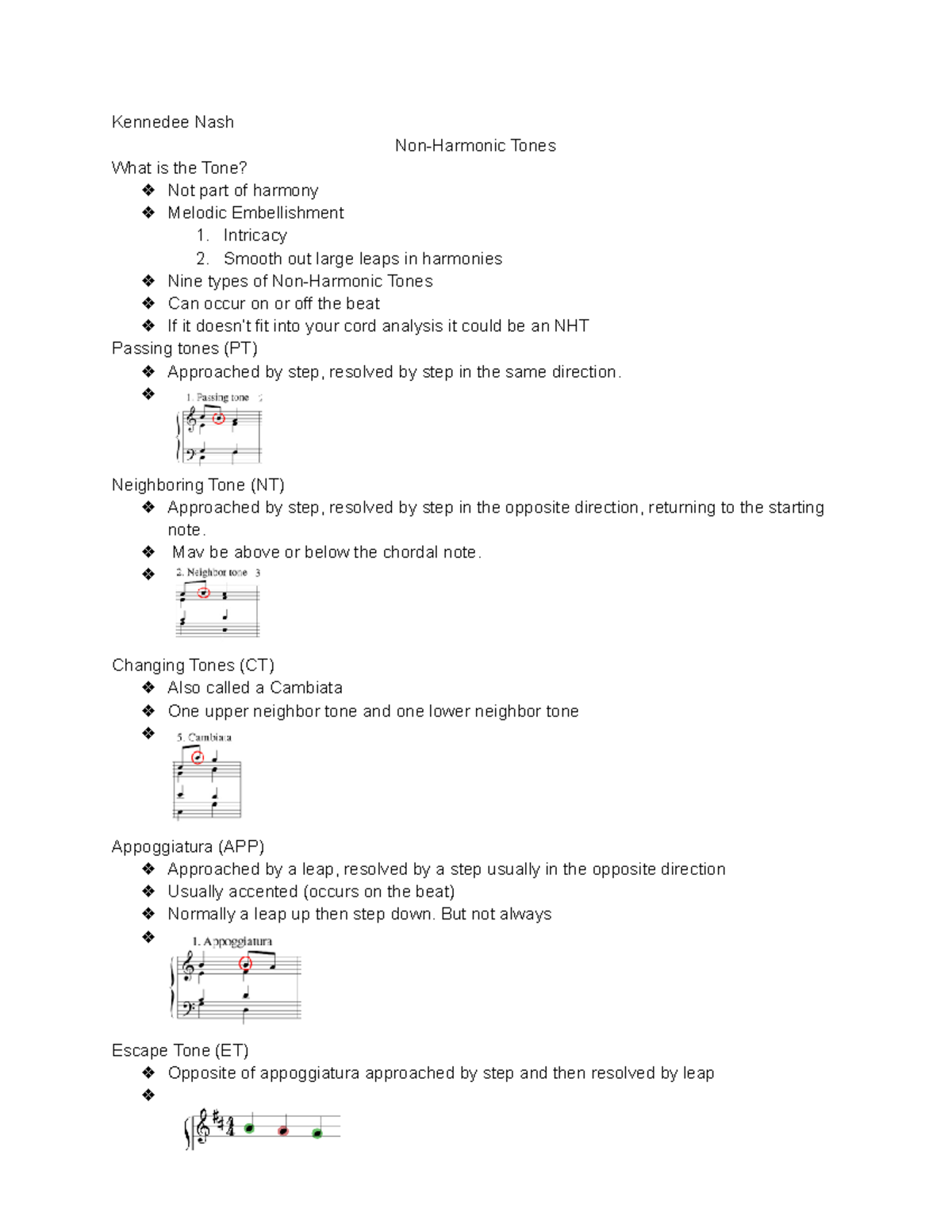 Score Study/Non-Harmonic Tones - Kennedee Nash Non-Harmonic Tones What ...