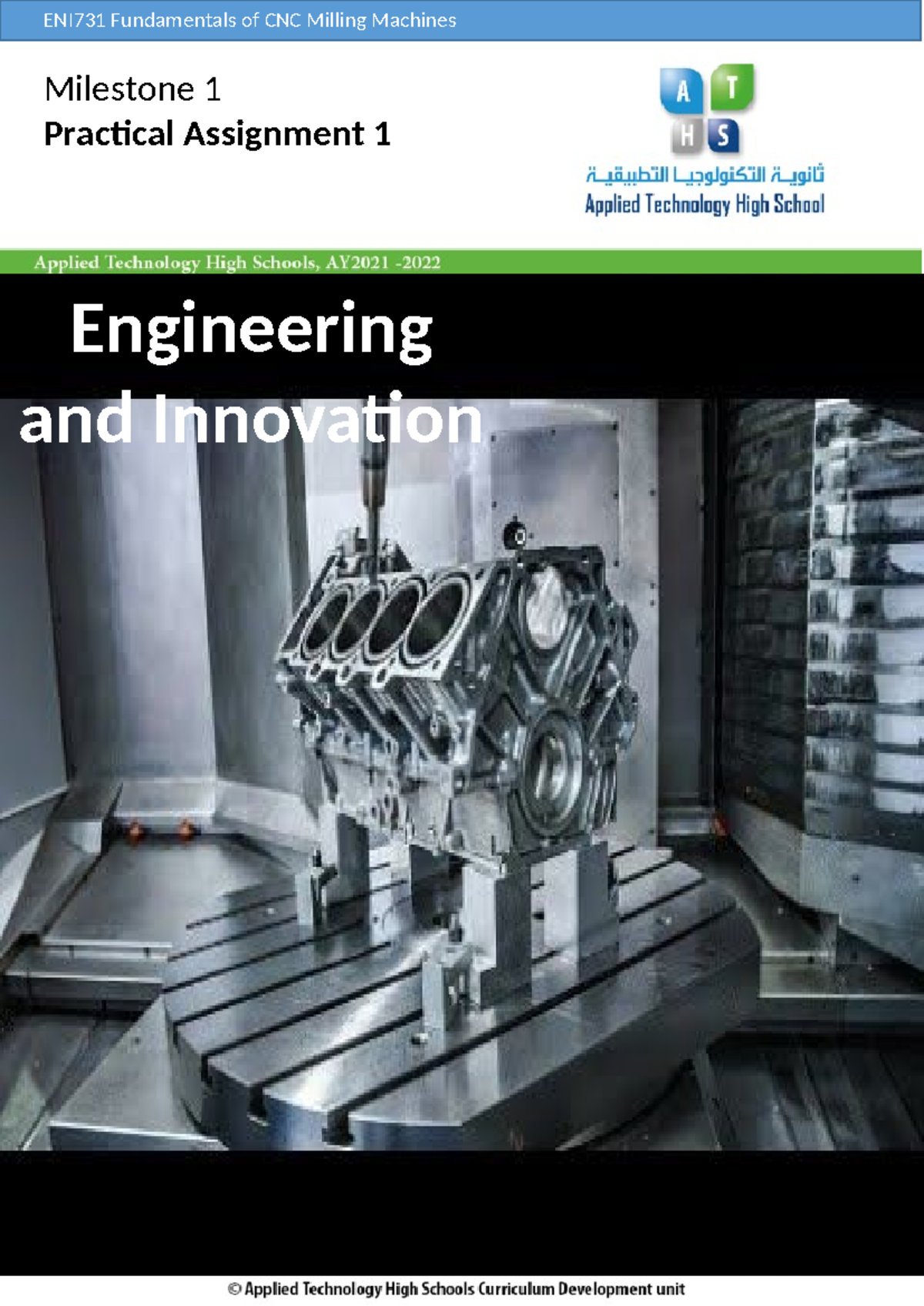ENI731-Milestone 1 - Assignments answer - ENI731 Fundamentals of CNC Milling Machines Milestone ...