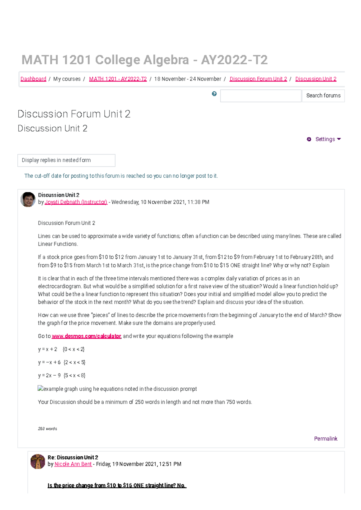 MATH 1201 Discussion Unit 2 - MATH 1201 College Algebra - AY2022-T ...