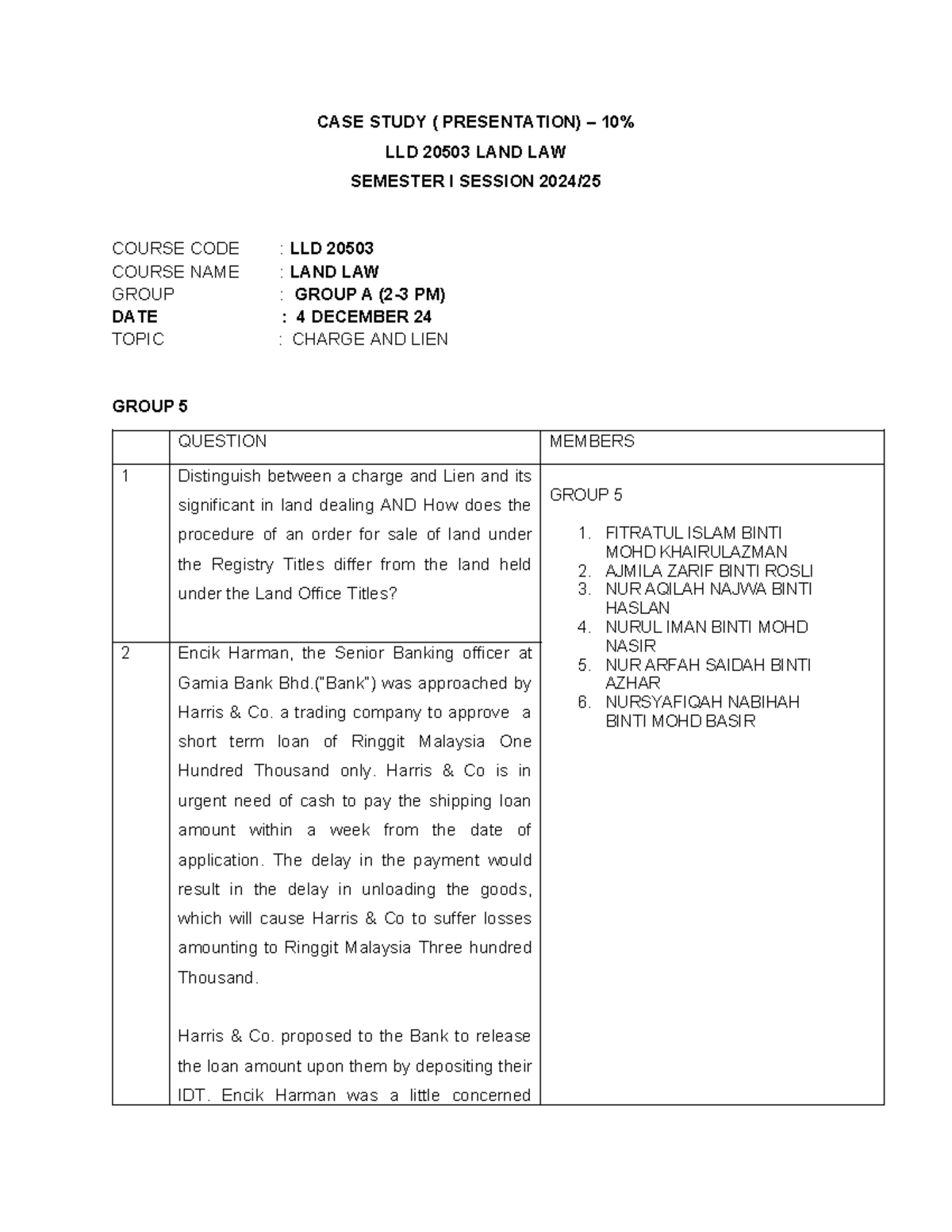 4 December 24 TUTO Presentation LAND LAW DIL First AND Second Session ...