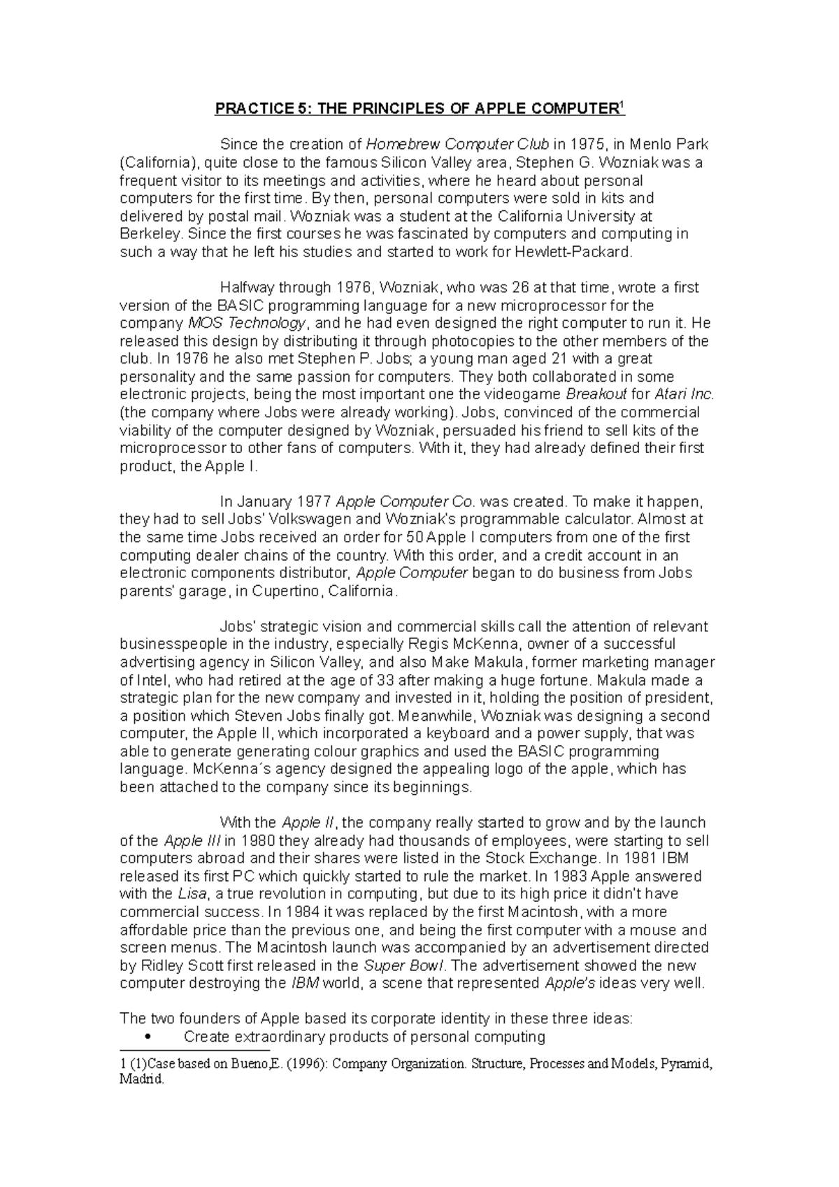 Práctica Apple en inglés - PRACTICE 5: THE PRINCIPLES OF APPLE COMPUTER ...