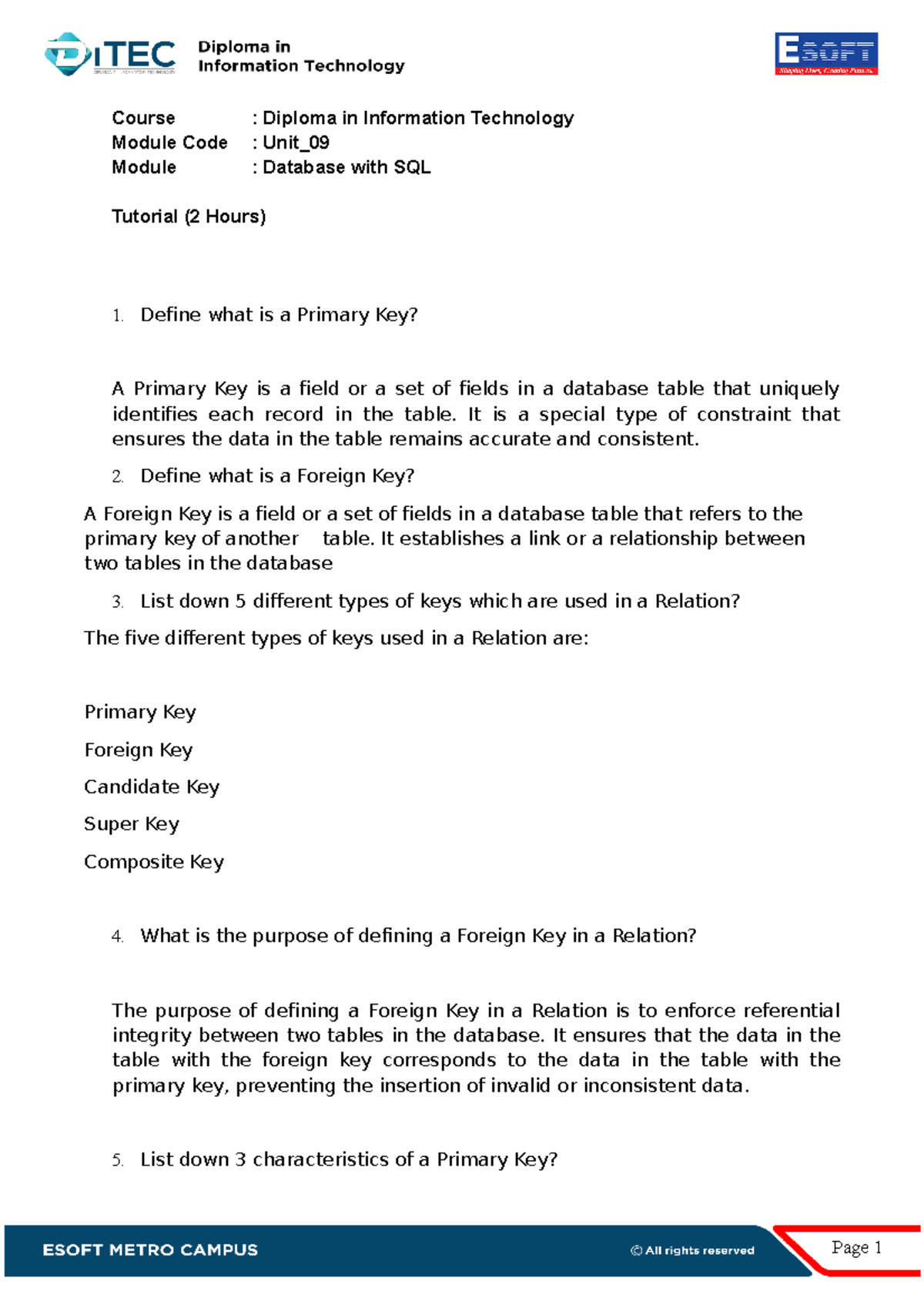 948-1627528878666-Tutorial 9 - Course : Diploma in Information Technology Module Code : Unit ...