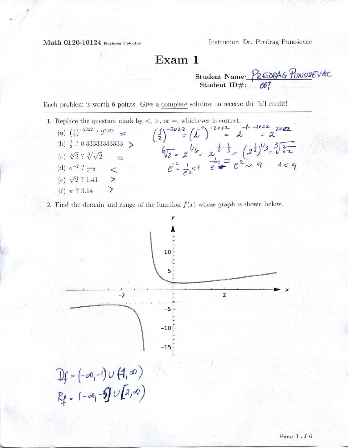 Exam1 solution key - exam - Math 0120 - Studocu