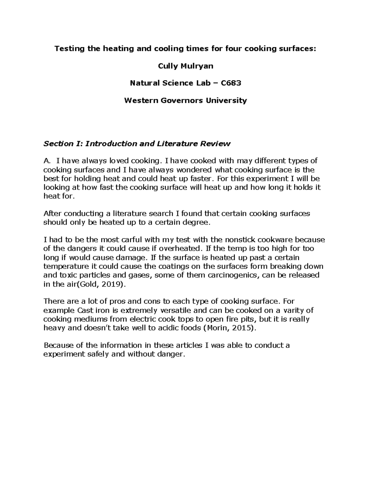 C683 Paper - Final Report - Testing the heating and cooling times for ...