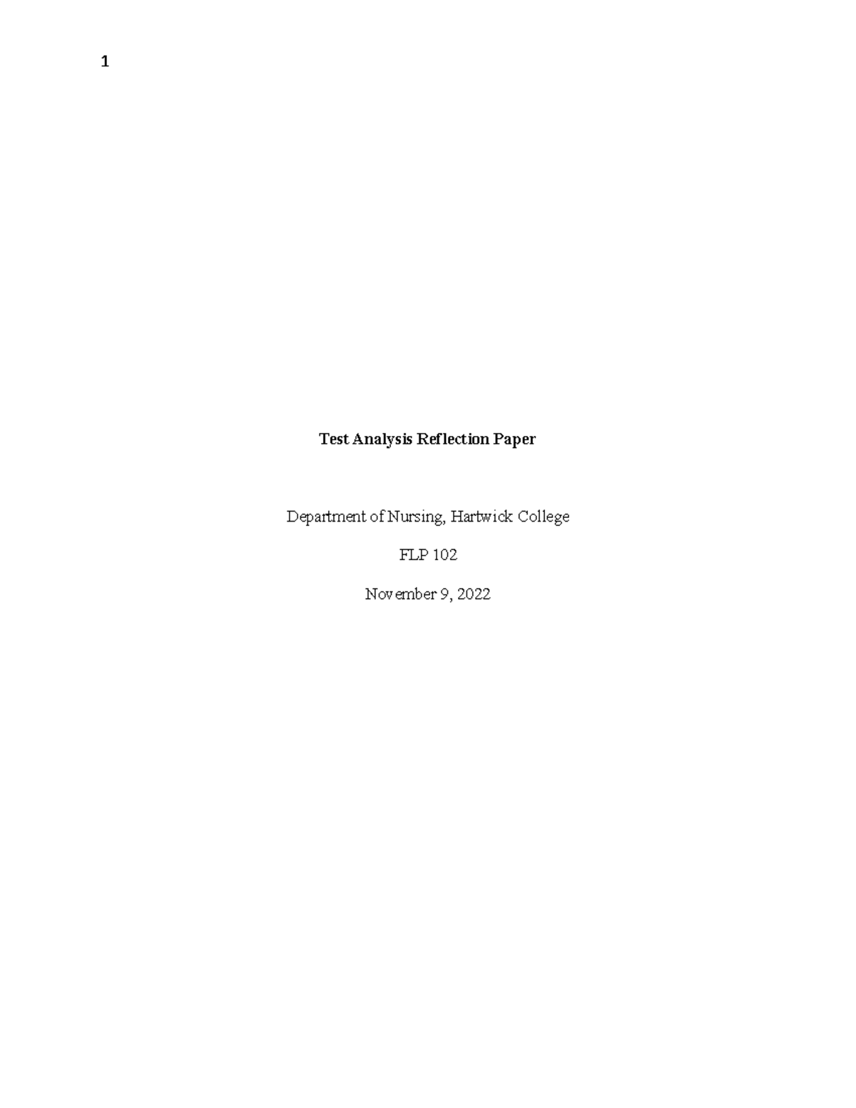 Test Analysis Paper-FLP - Test Analysis Reflection Paper Department of ...