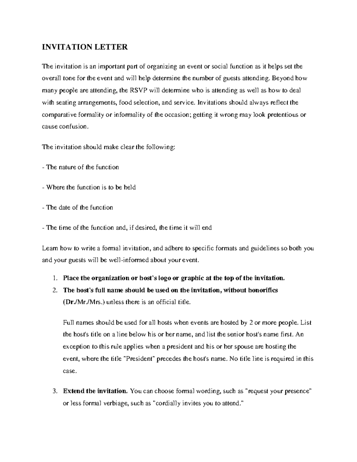 Invitation Letter - INVITATION LETTER The invitation is an important ...