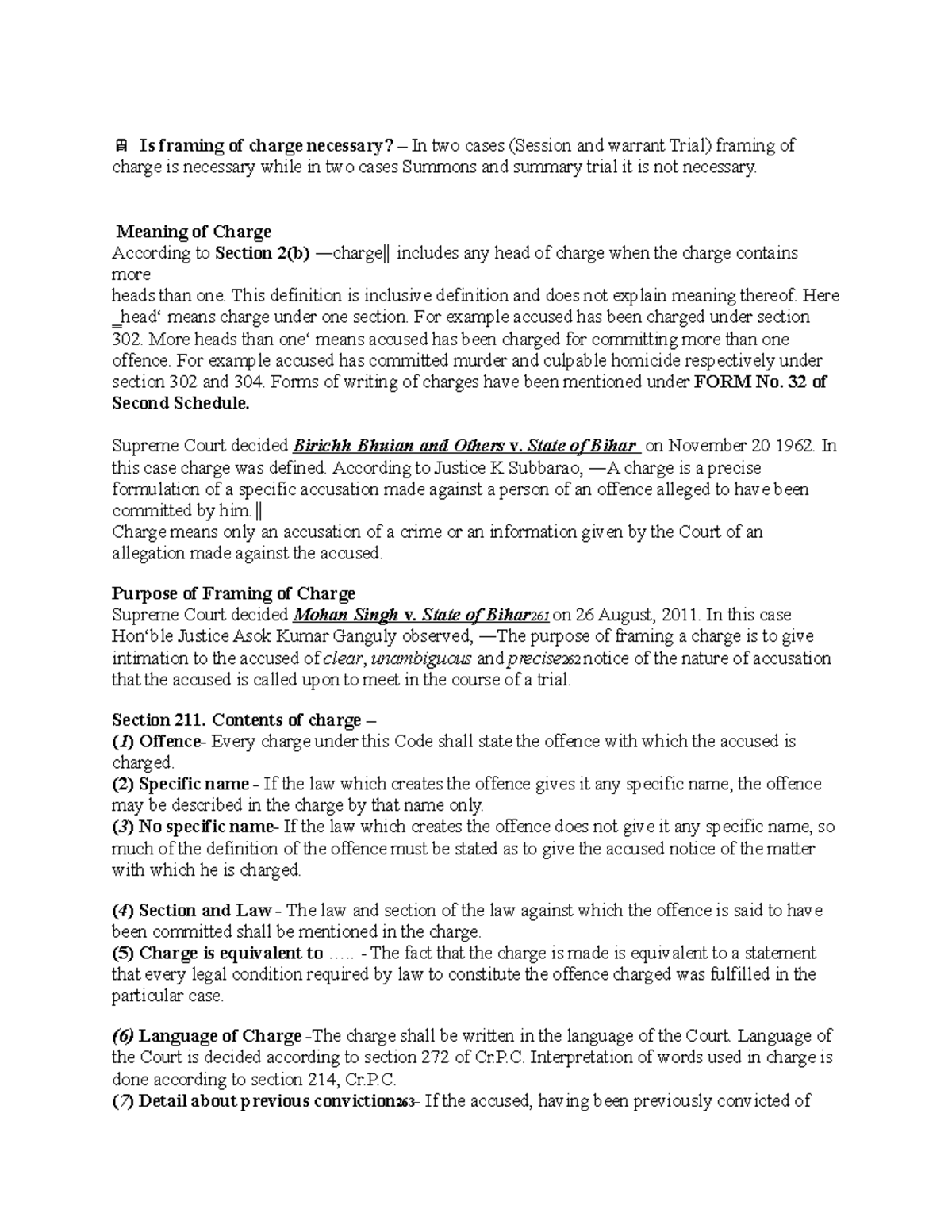 Charge - Is framing of charge necessary? – In two cases (Session and ...