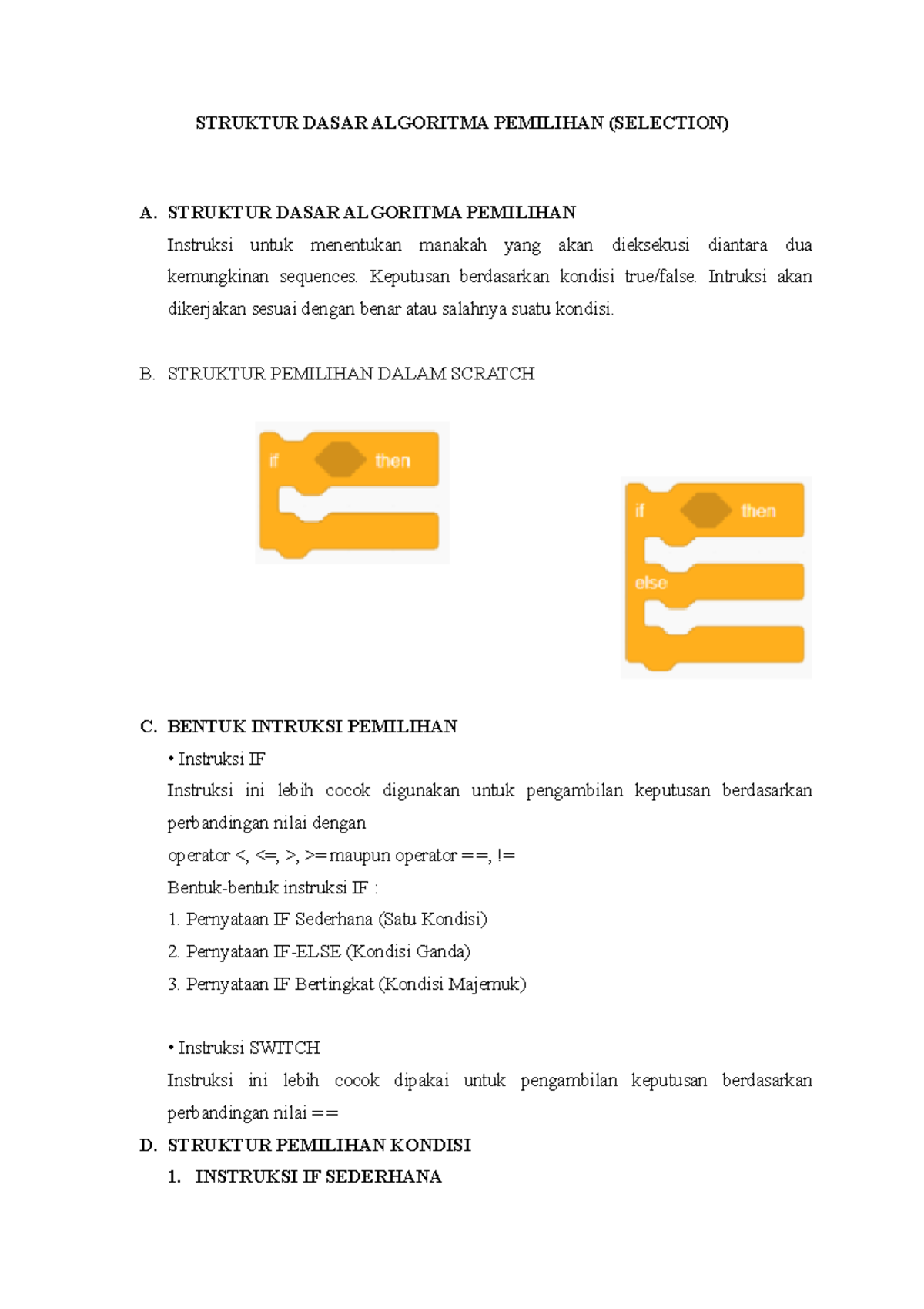 Materi Struktur Dasar Algoritma Pemilihan - STRUKTUR DASAR ALGORITMA ...