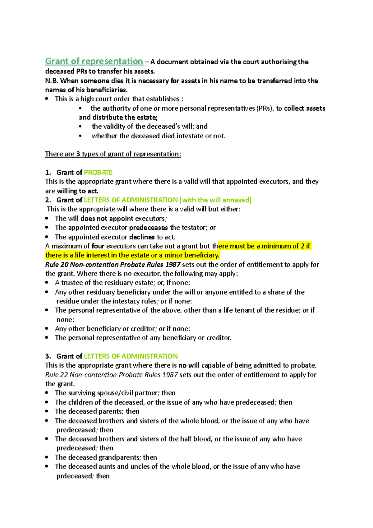 Grant of probate - Grant of representation – A document obtained via ...