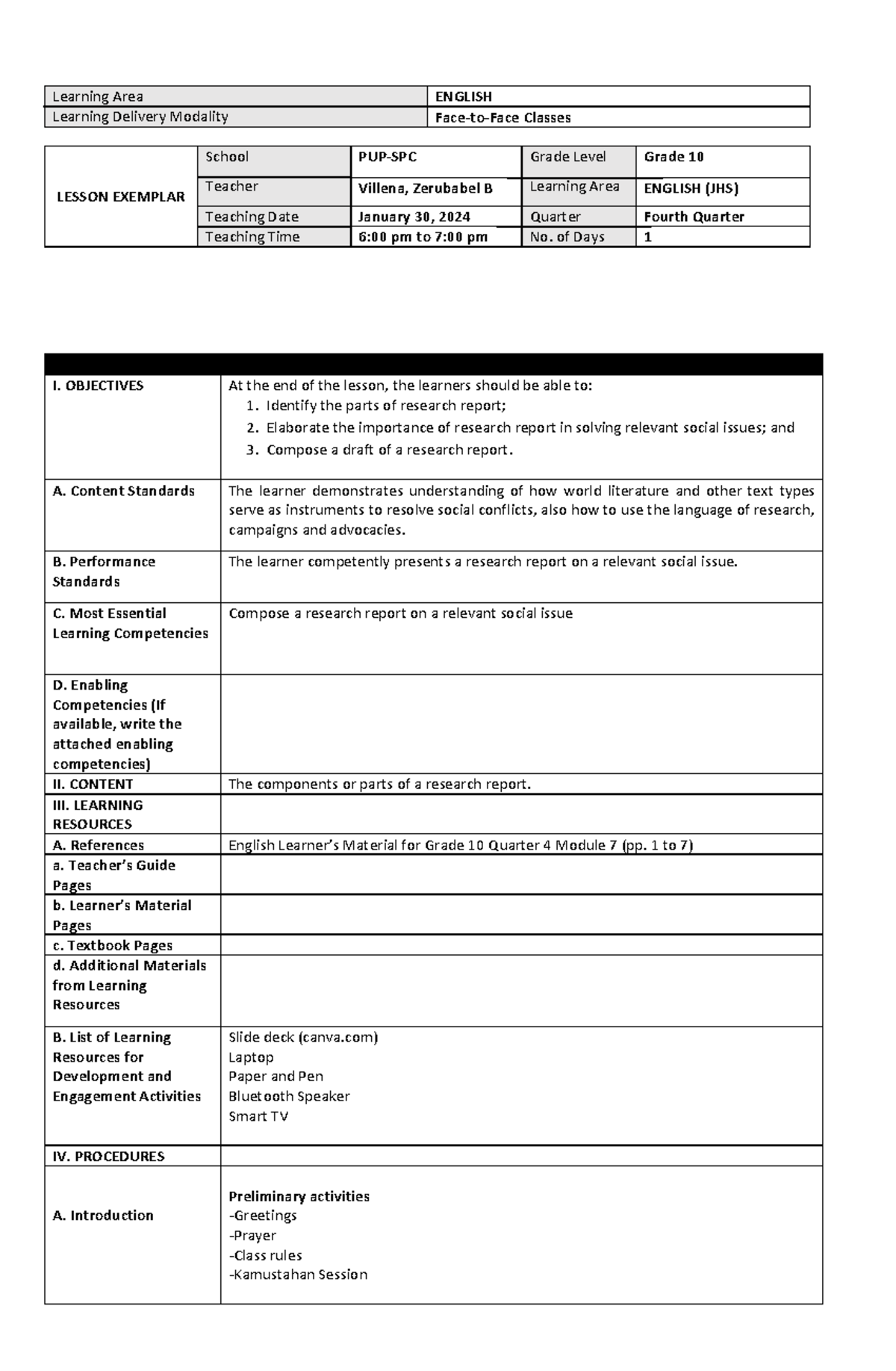 Final LE For FLCT - This document is a sample Lesson Exemplar ...